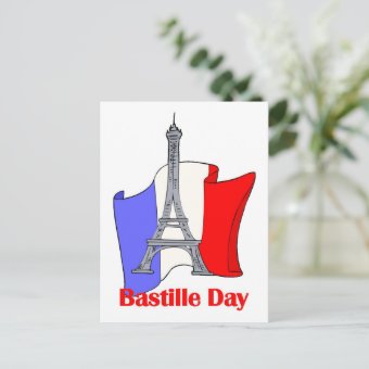 Eiffel Tower and French Flag Bastille Day Tees Postcard | Zazzle