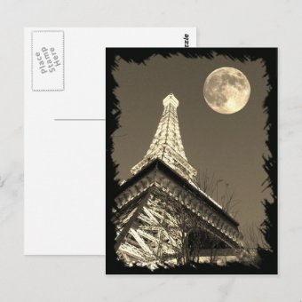 Eiffel Tower at Paris Las Vegas under a Full Moon Postcard | Zazzle
