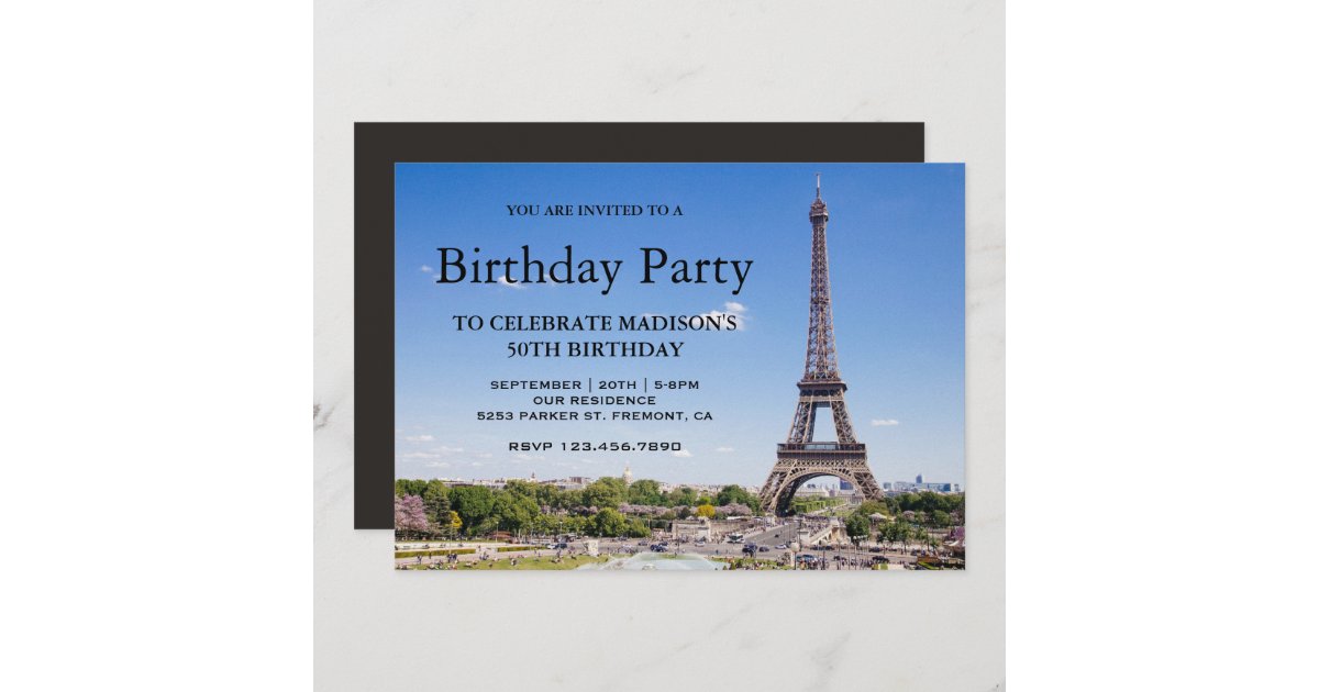 Eiffel Tower Birthday Party Invitation | Zazzle
