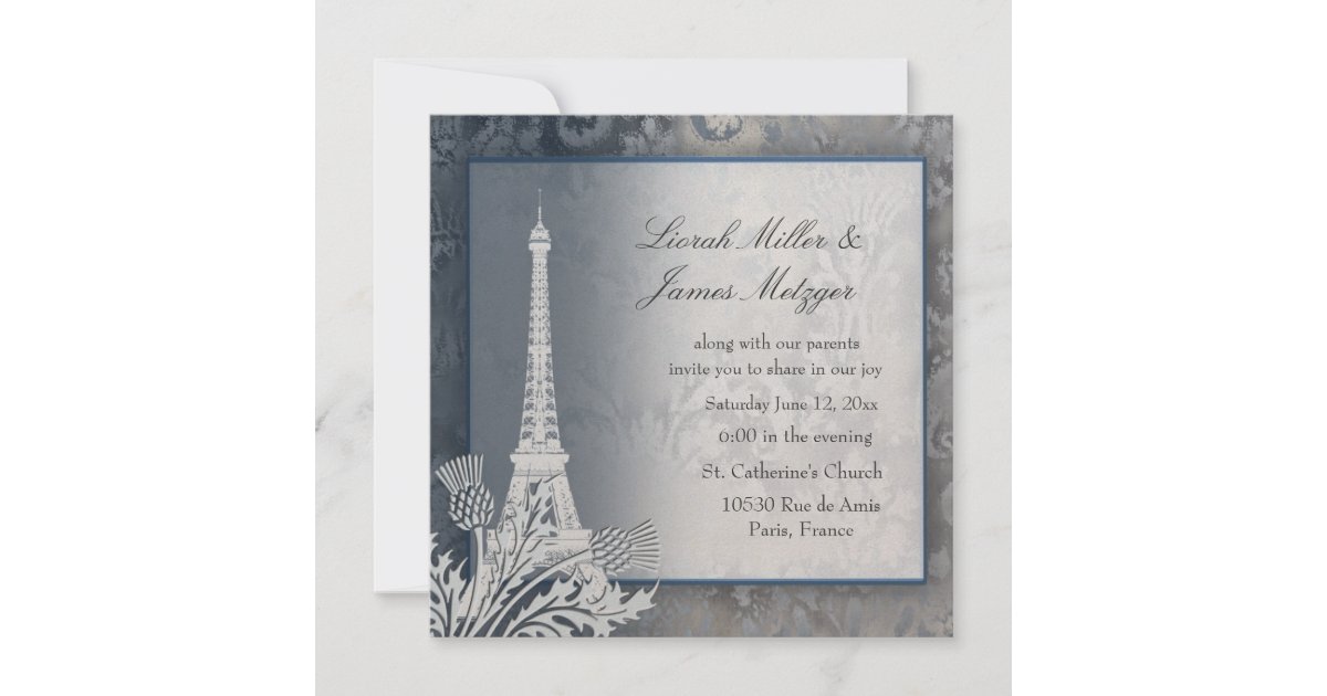 Eiffel Tower golden metallic invitation | Zazzle