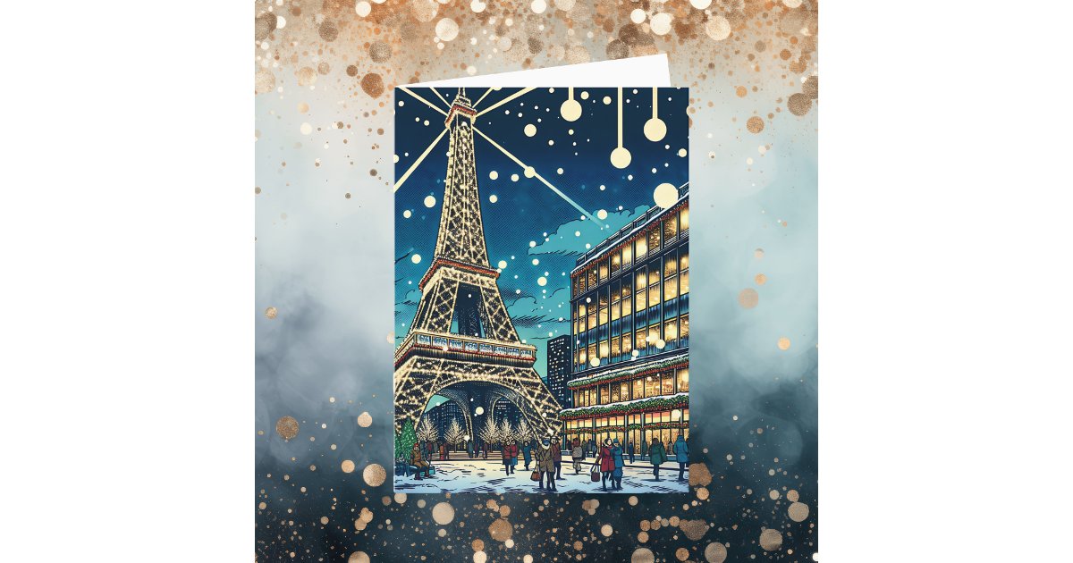 Eiffel Tower in Paris, France at Christmas time Card | Zazzle