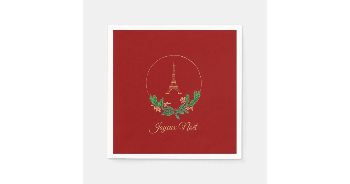 Eiffel Tower Joyeux Noel Napkins | Zazzle