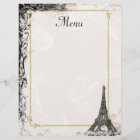 Eiffel Tower Menu Vintage French Style | Zazzle