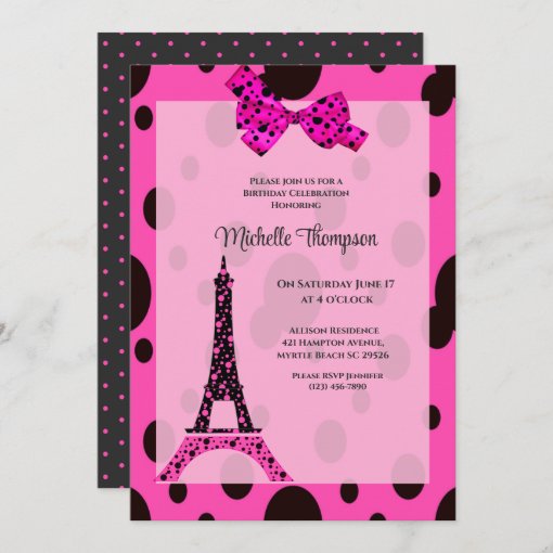Eiffel Tower Paris Birthday Invitations | Zazzle