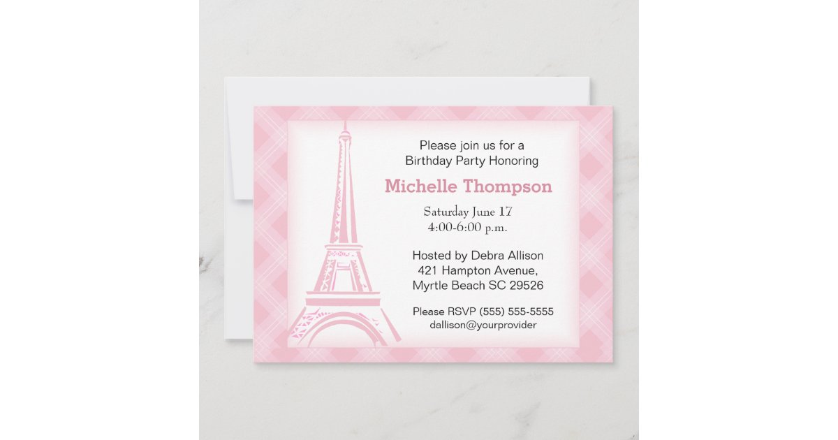 Eiffel Tower Paris Birthday Invitations | Zazzle