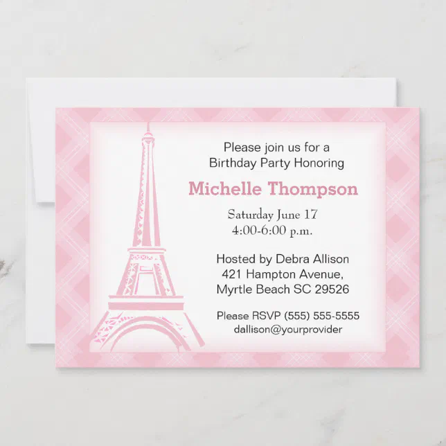 Eiffel Tower Paris Birthday Invitations | Zazzle