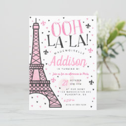 Eiffel Tower Paris Birthday Party Girl Invitation | Zazzle