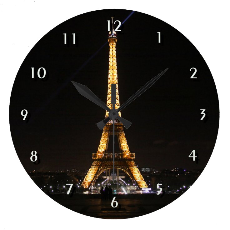 Eiffel Tower Paris France Large Clock | Zazzle