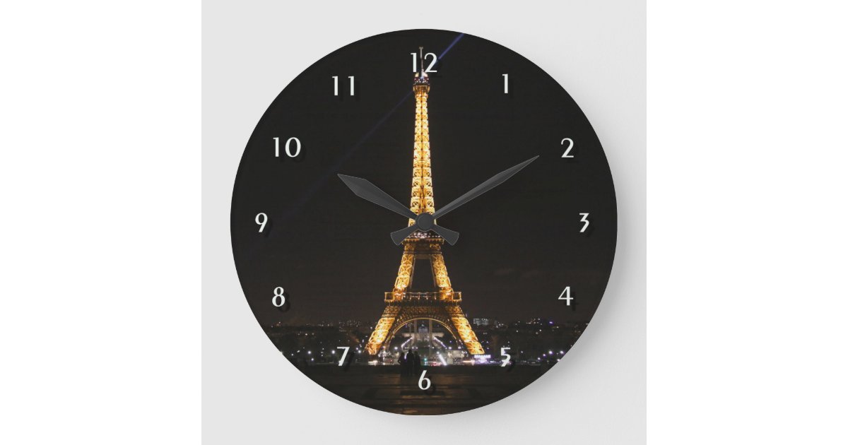 Eiffel Tower Paris France Large Clock | Zazzle