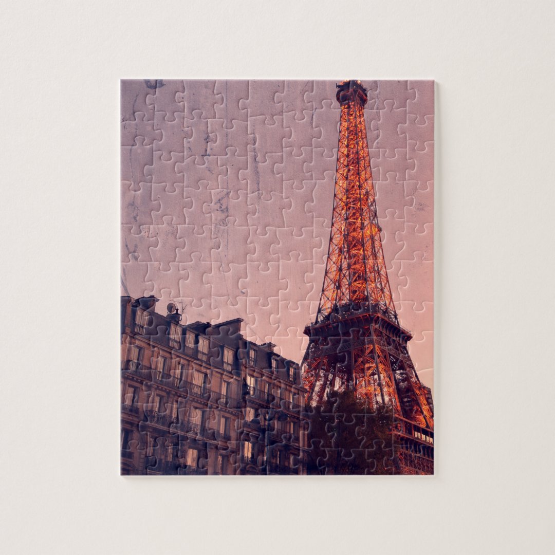Eiffel Tower - Paris Retro Style - 8x10 - 110 pcs. Jigsaw Puzzle | Zazzle