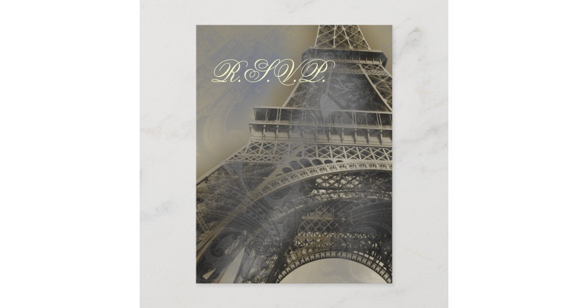 eiffel tower Parisian french Wedding rsvp card | Zazzle