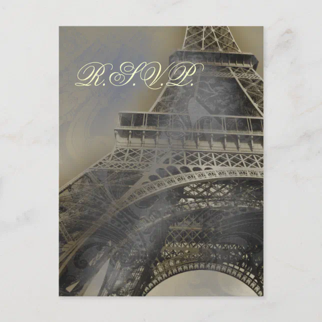 eiffel tower Parisian french Wedding rsvp card | Zazzle