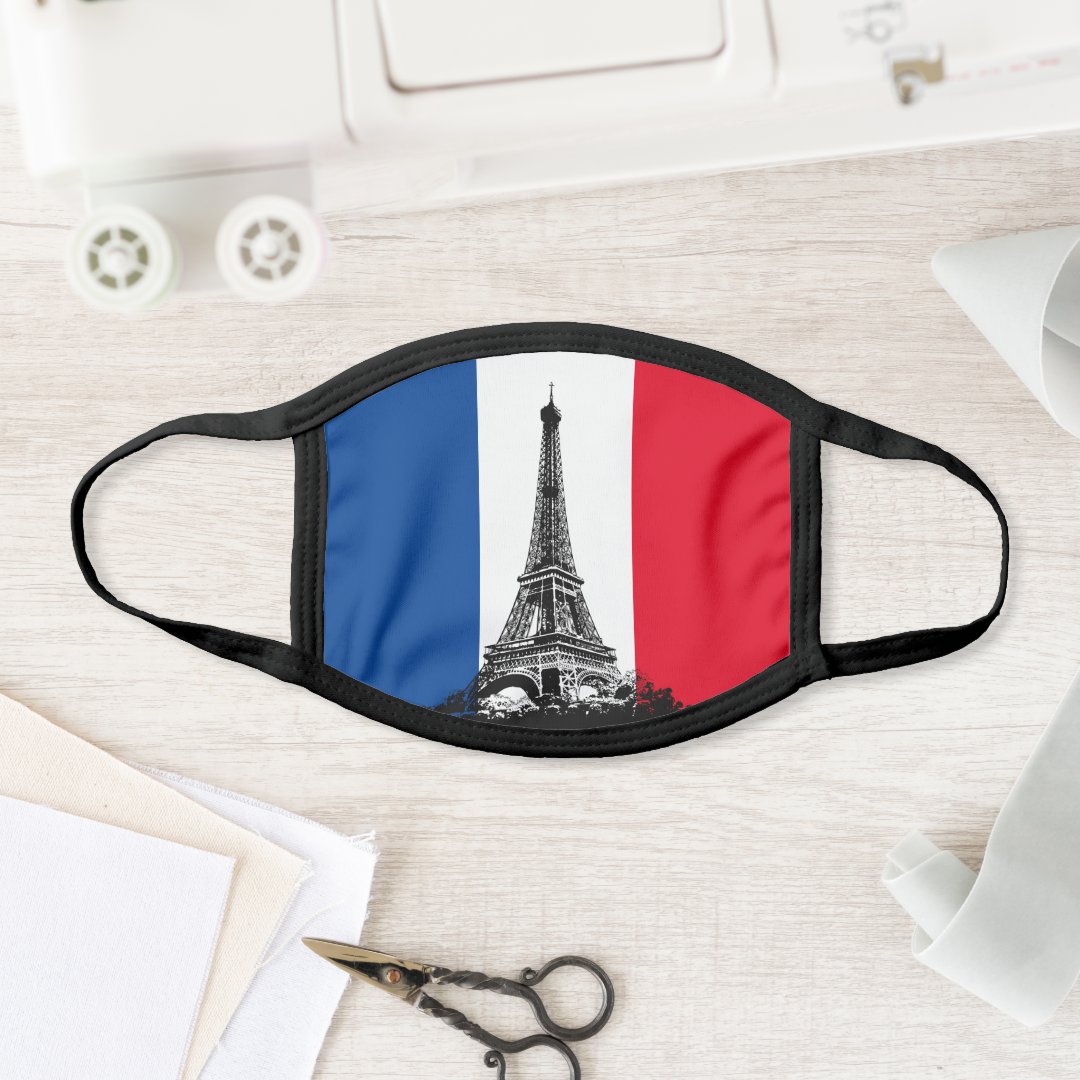 Eiffel Tower Red White Blue French Flag Face Mask | Zazzle