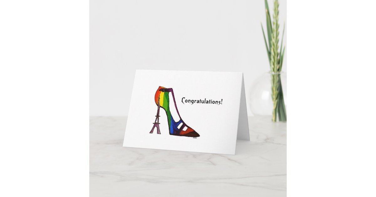 Eiffel Tower Shoe Congratulations Card | Zazzle