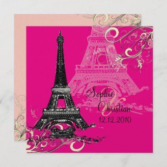 Eiffel Tower + swirls Wedding Invitations | Zazzle