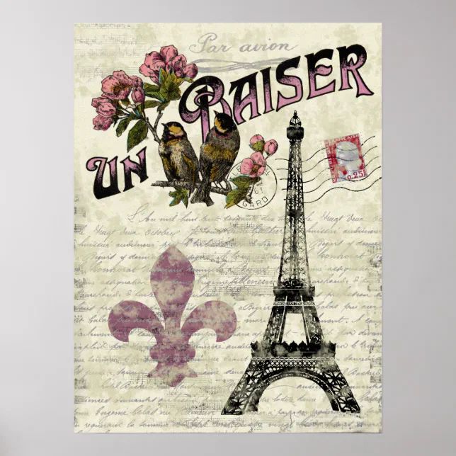 Eiffel Tower Vintage French Poster | Zazzle