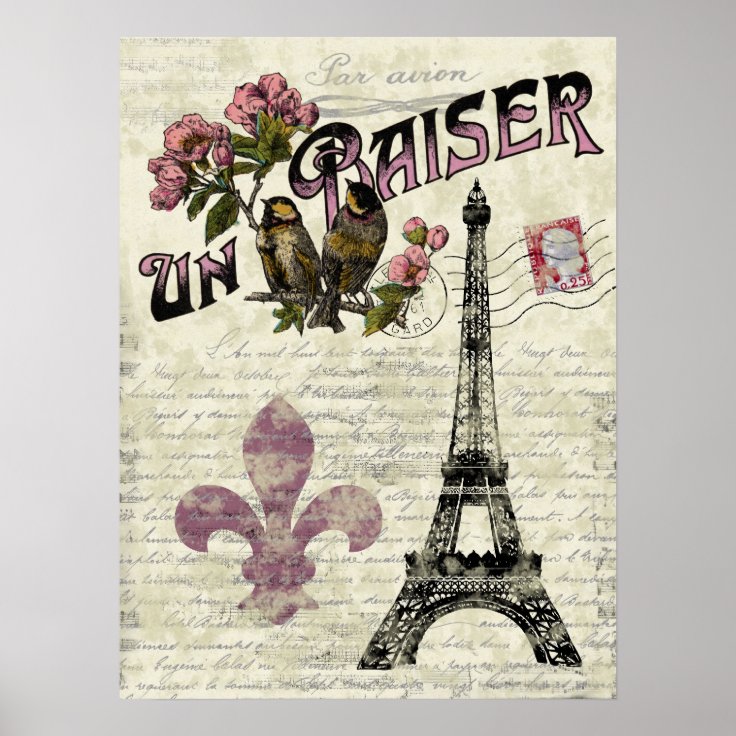 Eiffel Tower Vintage French Poster | Zazzle