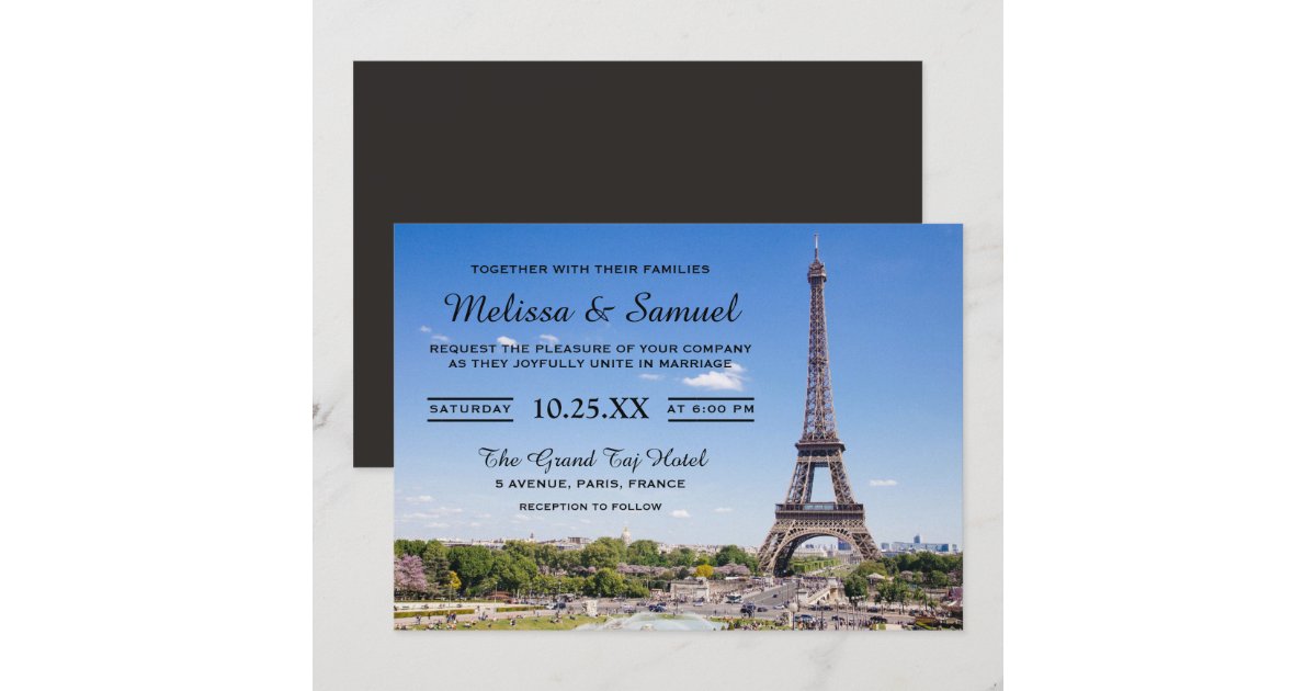Eiffel Tower Wedding Invitation | Zazzle
