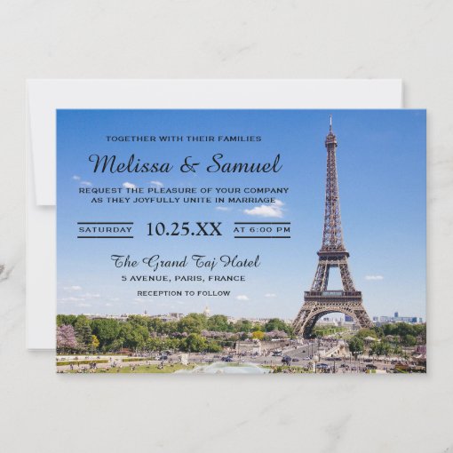 Eiffel Tower Wedding Invitation | Zazzle