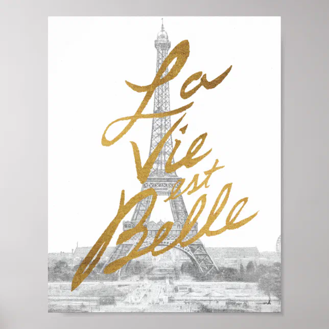 Eiffel Tower with Gold writing Poster | Zazzle