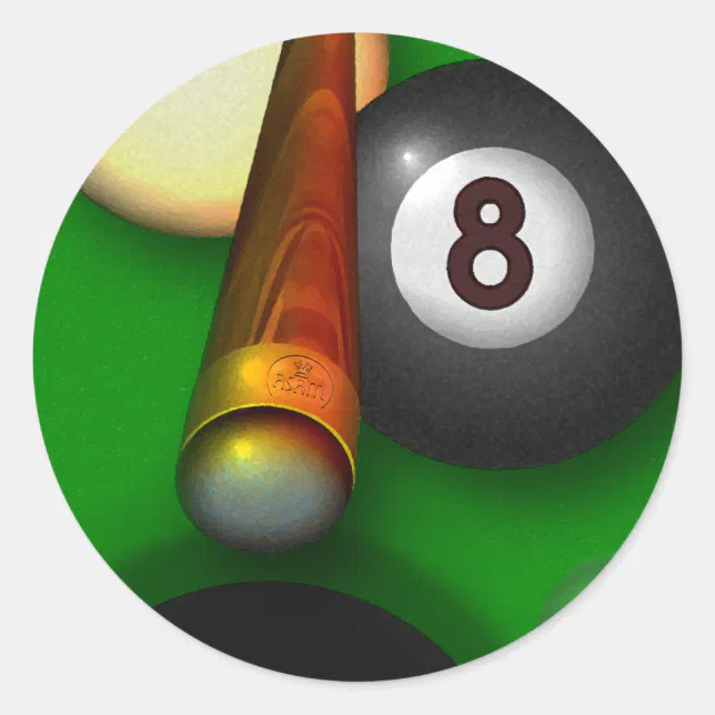 Eight Ball Pool and Billiards Classic Round Sticker | Zazzle