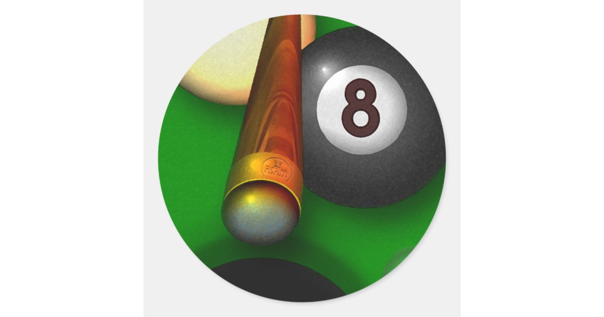 Eight Ball Pool and Billiards Classic Round Sticker | Zazzle