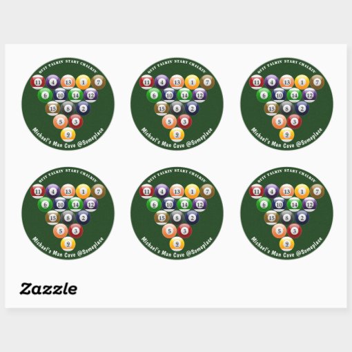 Eight-Ball Rack Billiard Balls 8-Ball Pool Game Classic Round Sticker ...