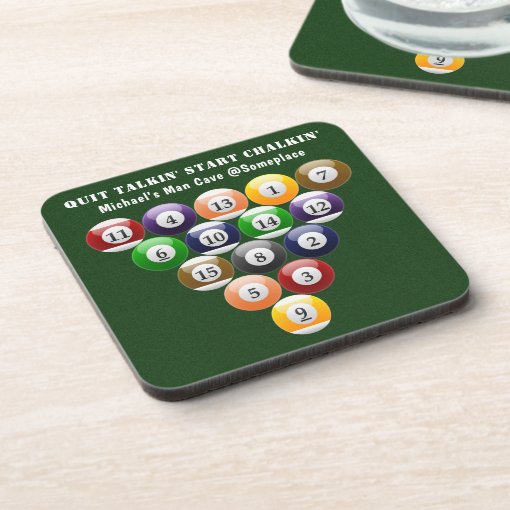 Eight-Ball Rack Billiard Balls 8-Ball Pool Game Coaster | Zazzle