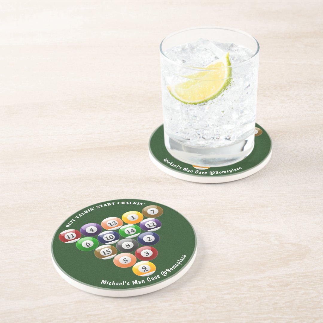 Eight-Ball Rack Billiard Balls 8-Ball Pool Game Drink Coaster | Zazzle