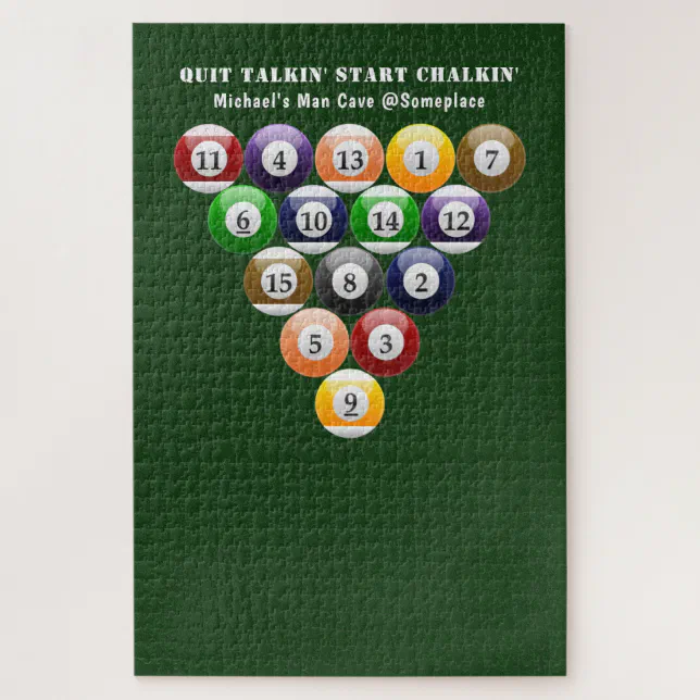 Eight-Ball Rack Billiard Balls 8-Ball Pool Game Jigsaw Puzzle | Zazzle
