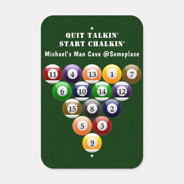Eight-Ball Rack Billiard Balls 8-Ball Pool Game Metal Sign | Zazzle