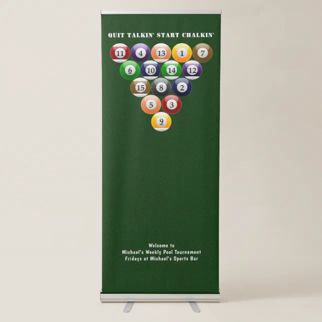 Eight-Ball Rack Billiard Balls 8-Ball Pool Game Retractable Banner | Zazzle