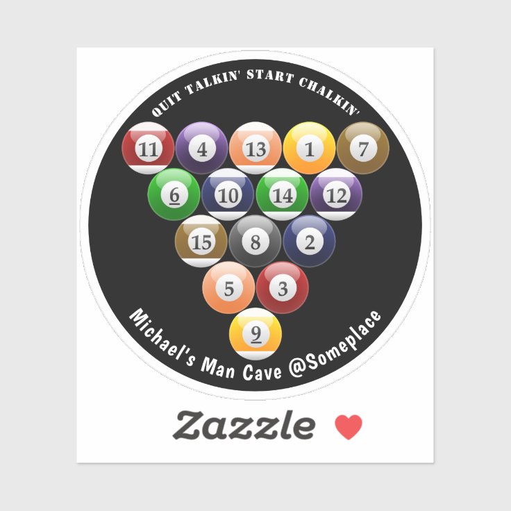 Eight-Ball Rack Billiard Balls 8-Ball Pool Game Sticker | Zazzle