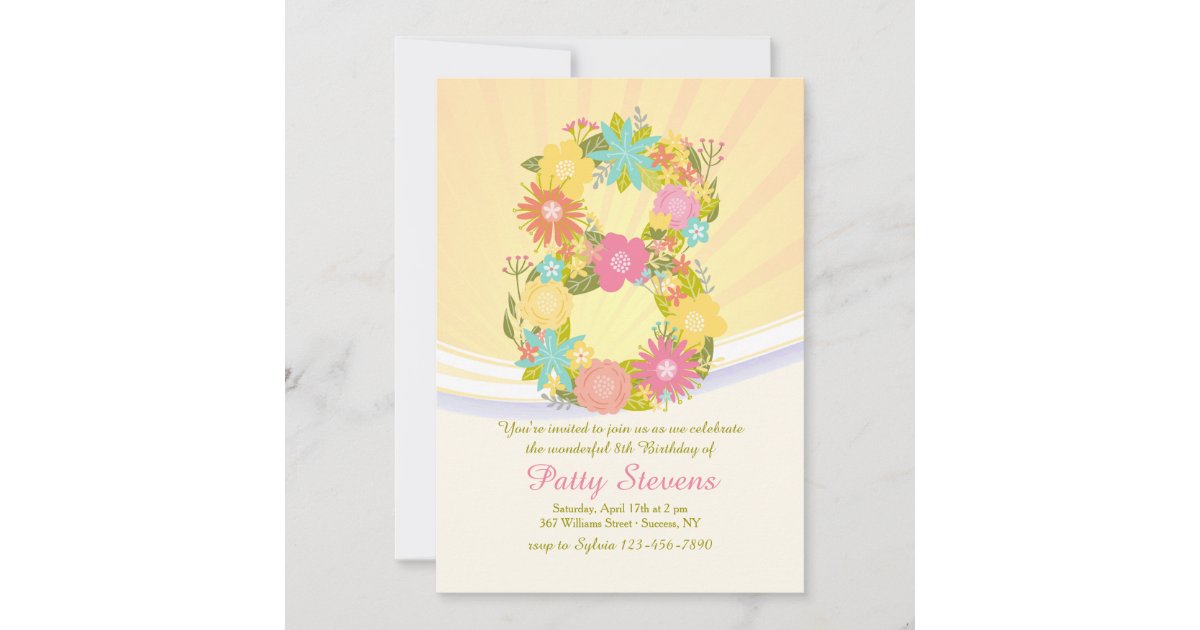 Eight Is A Wonderful Birthday Invitation | Zazzle