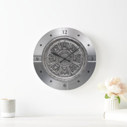Eight Treasure Pattern Silver Plate ~ (八寳紋銀盤) ~ Large Clock | Zazzle
