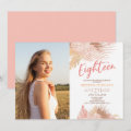 Eighteen Boho Pink Photo 18th Birthday Party Invitation | Zazzle