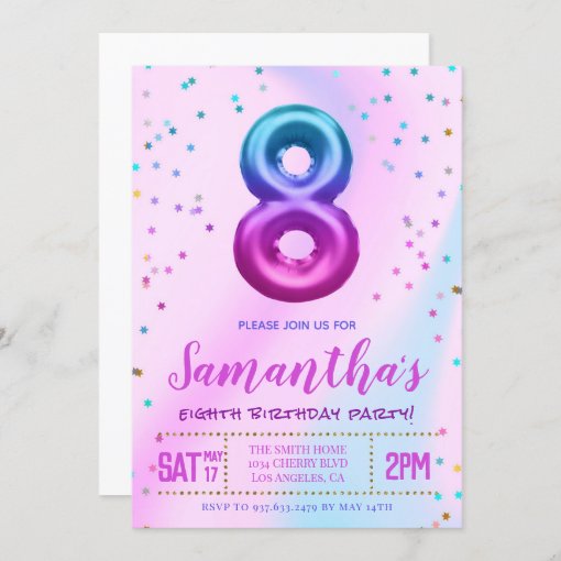 Eighth Birthday Party Invitation | Zazzle
