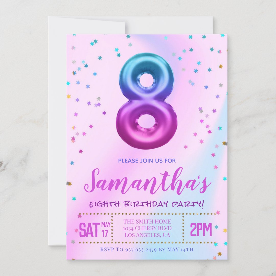 Eighth Birthday Party Invitation | Zazzle