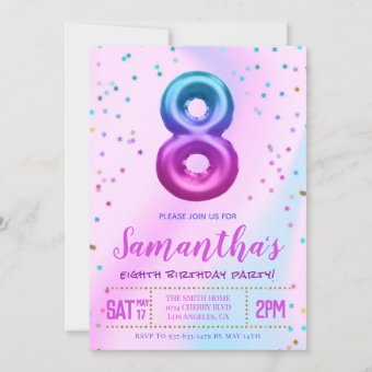Eighth Birthday Party Invitation | Zazzle