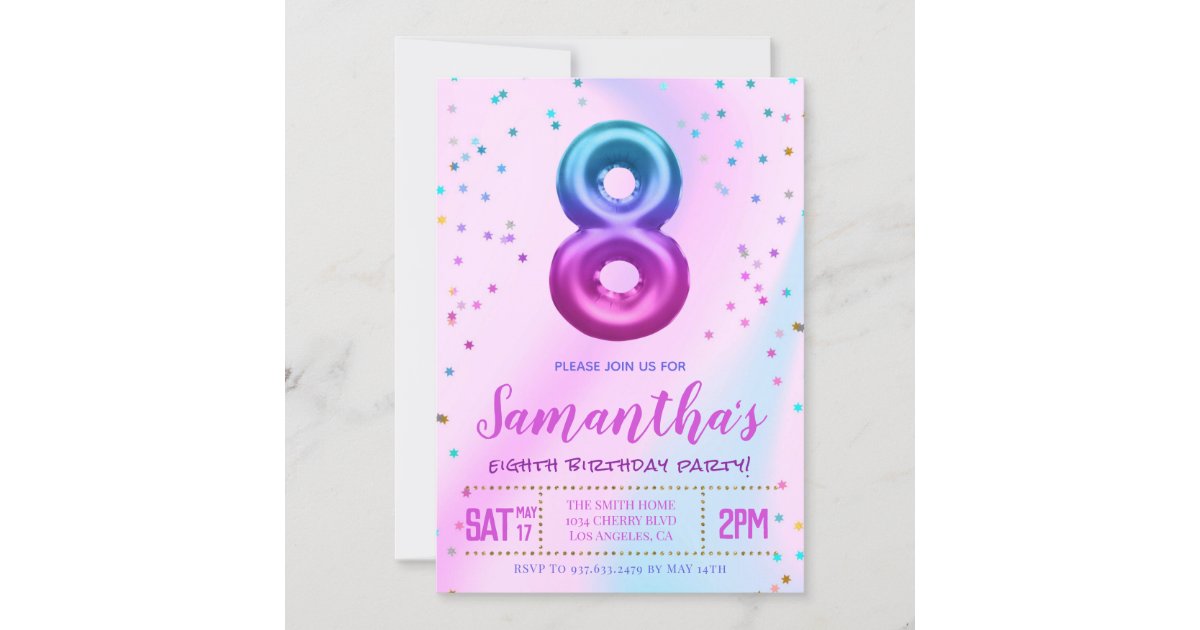 Eighth Birthday Party Invitation | Zazzle