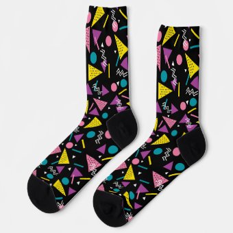 Eighties Black and Retro Socks | Zazzle