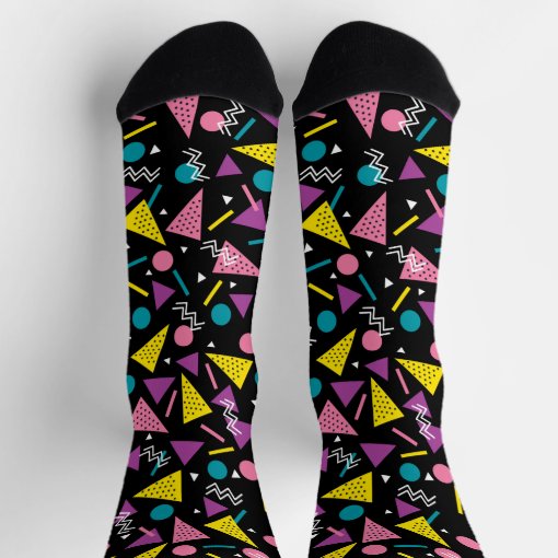 Eighties Black and Retro Socks | Zazzle