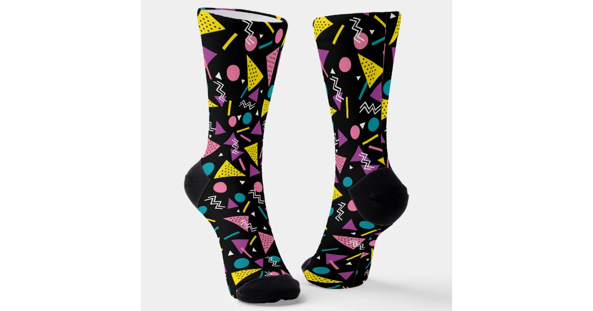 Eighties Black and Retro Socks | Zazzle