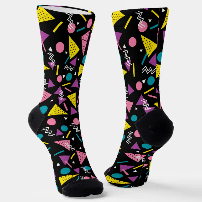 Eighties Black and Retro Socks | Zazzle