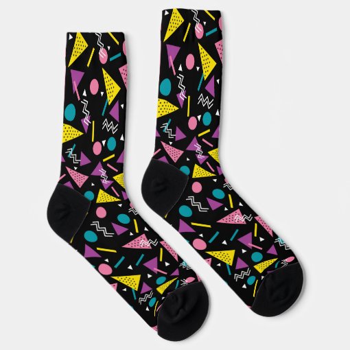 Eighties Black and Retro Socks | Zazzle