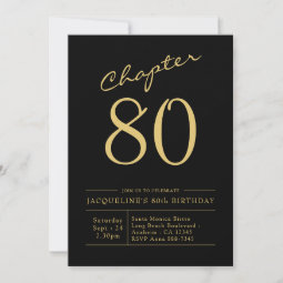 Eighty Black Gold 80th Birthday Party Invitation | Zazzle