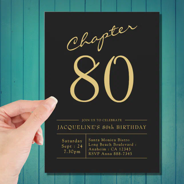 Eighty Black Gold 80th Birthday Party Invitation Zazzle
