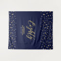 Eighty Gold & Navy 80th Birthday Party Backdrop | Zazzle