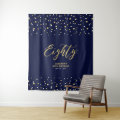 Eighty Gold & Navy 80th Birthday Party Backdrop | Zazzle