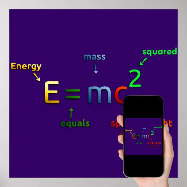 Einstein's Mass Energy Equivalence Poster Print | Zazzle